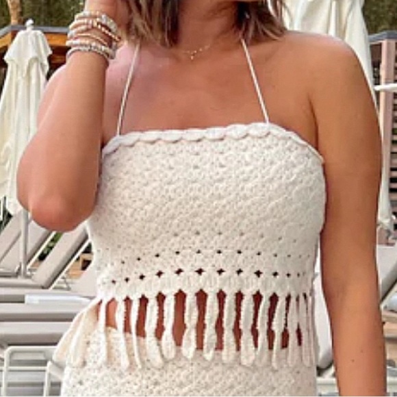 vestique | Tops | Vestique Cropped Crochet Top Womens Large Beige Soak ...
